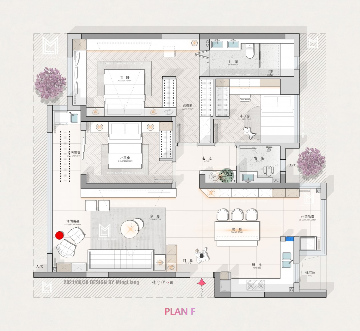 平面户型优化 Designer Ming L 中小平层|魔改方案九128m² 室内设计 拓者设计吧