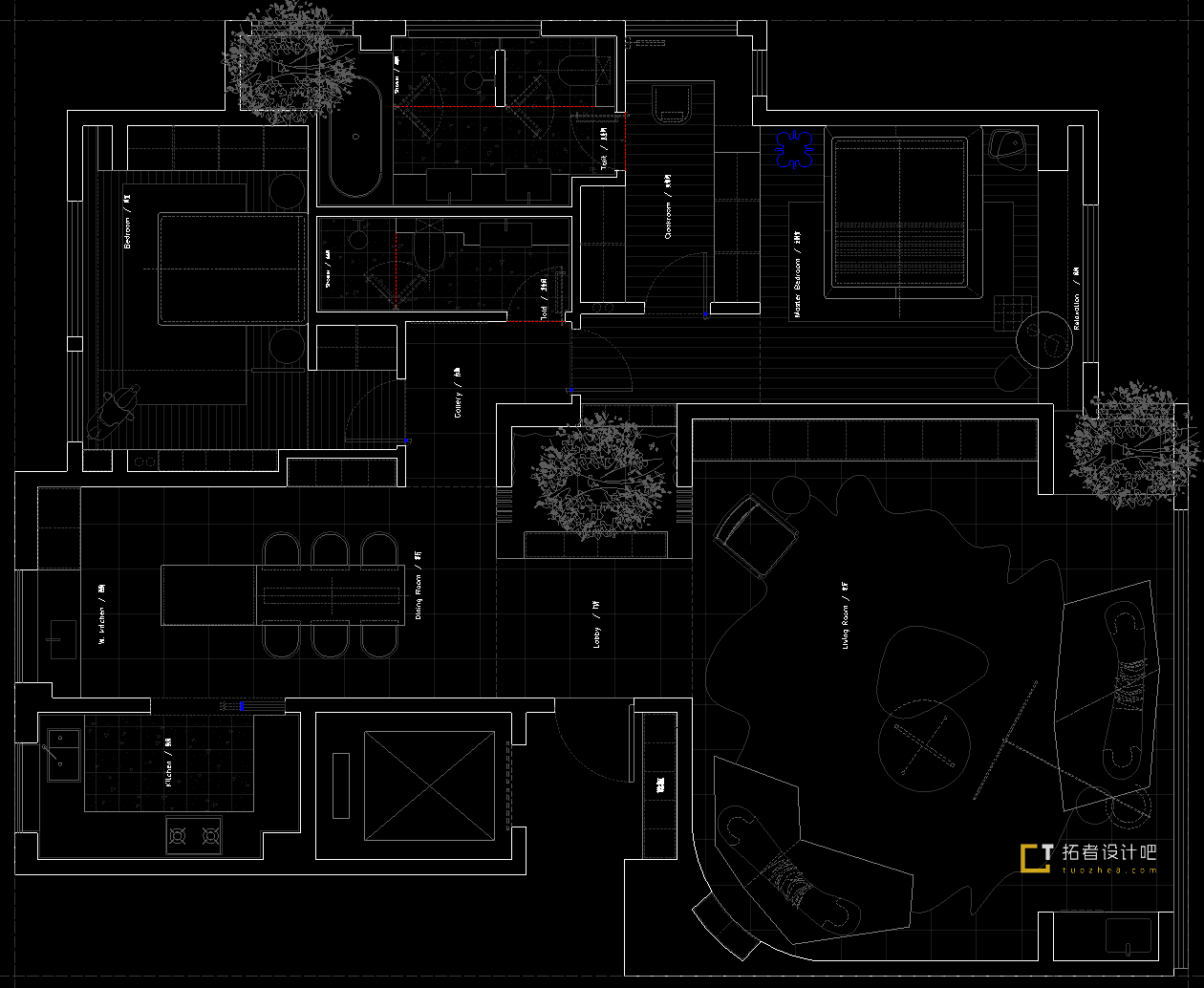 160㎡户型【5稿方案】CAD+PSD 神无月！-室内设计-拓者设计吧
